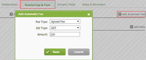 Set automatic fees