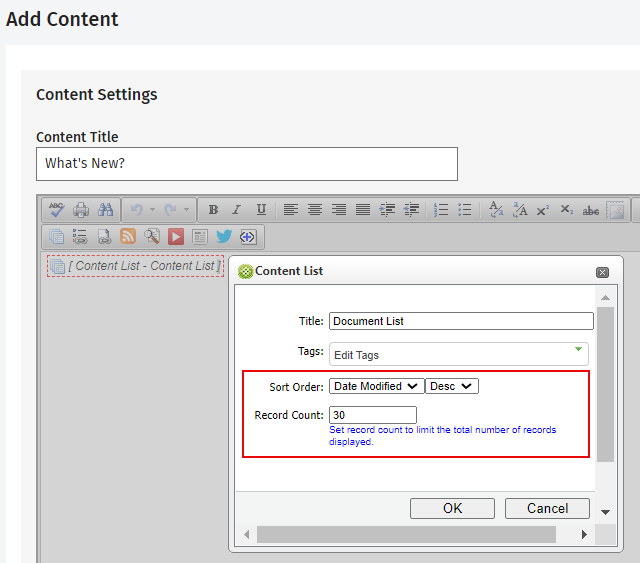 Use content lists as menu items