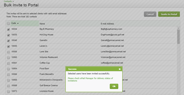 Invite contacts to a portal and manage invitations