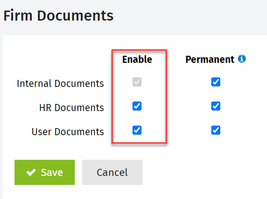 Firm Documents tab